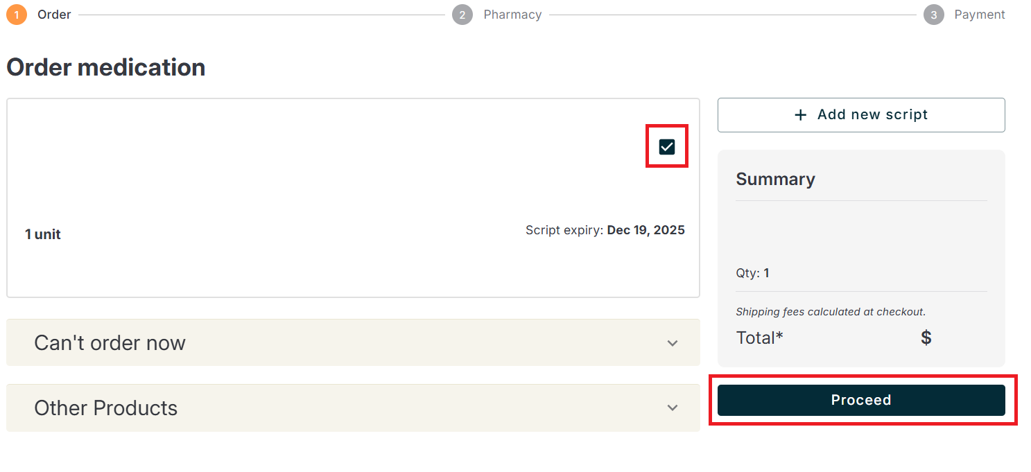 Ordering process – uMeds